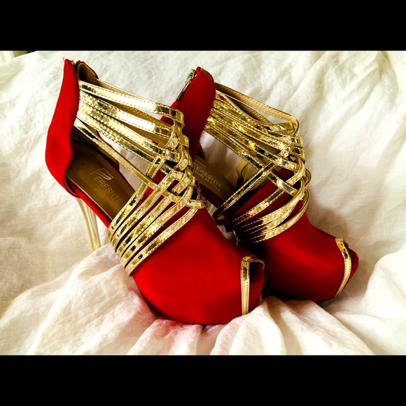 Fereshte | Shoes | Fereshte Womens Red Velvet Strappy Peeptoe Stiletto ...